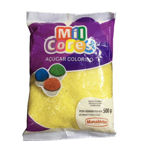 Açúcar Colorido Amarelo 500g Mil Cores Mavalério