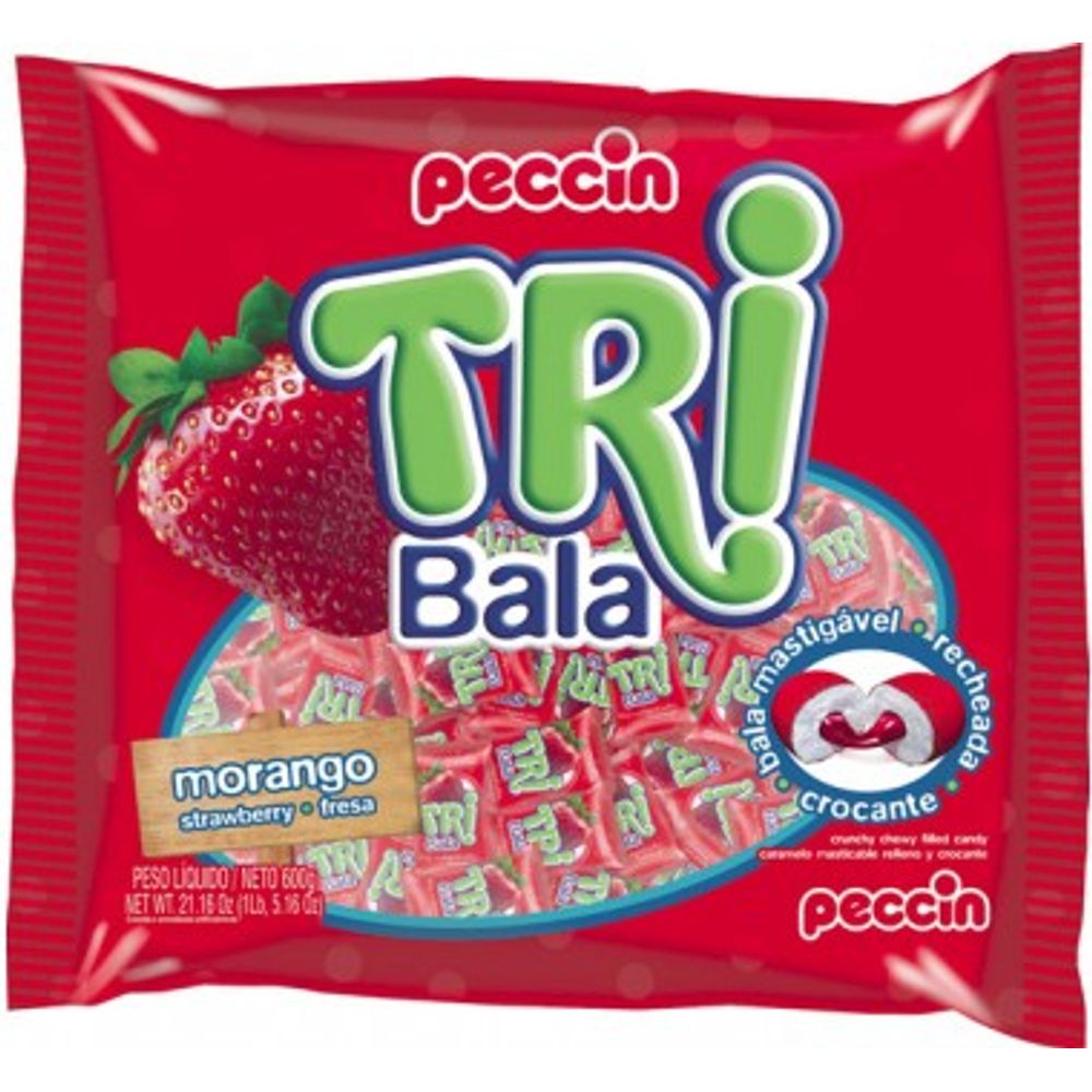 Bala Peccin TriBala Morango 500g nas Lojas Matsumoto