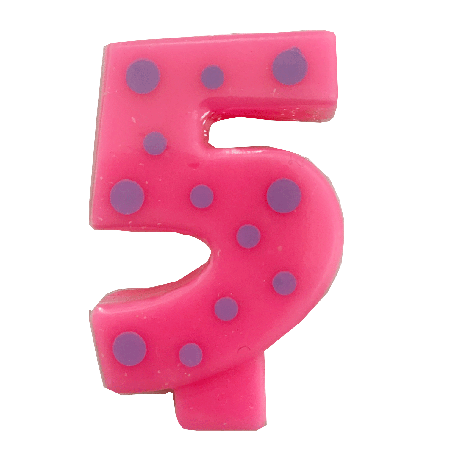 Vela Pink com Bolinha Formato Numero 5 6cm nas Lojas Matsumoto