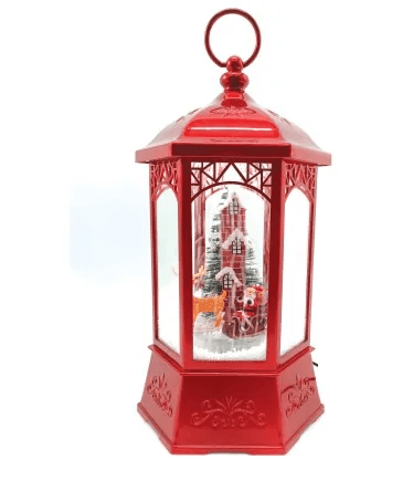 Lanterna Musical com Neve Caindo Vermelha 36x20x17cm nas Lojas Matsumoto
