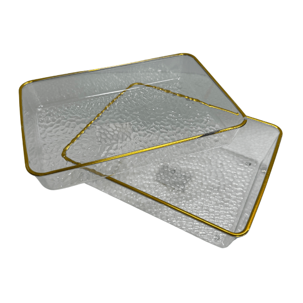Tigela Retangular com Borda Ouro 21x14x3,5cm nas Lojas Matsumoto